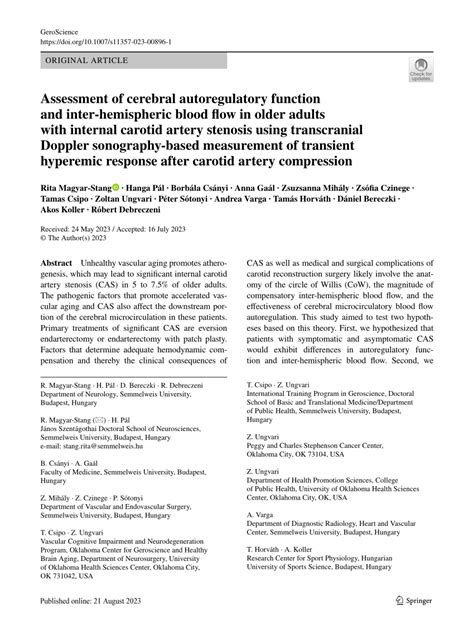 Pdf Assessment Of Cerebral Autoregulatory Function And Inter