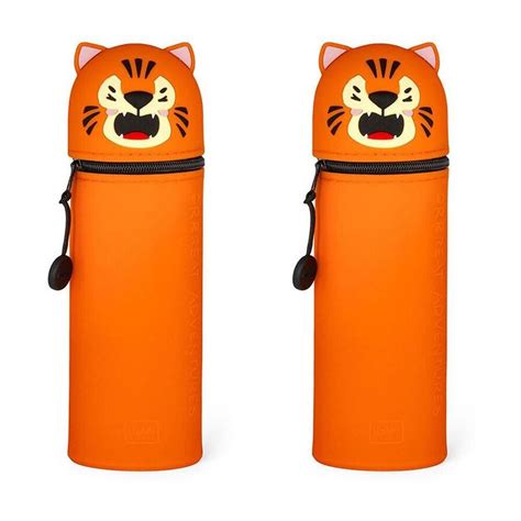 2pk Legami 2 In 1 Silicone Pencil Case Stationery Organiser Orange