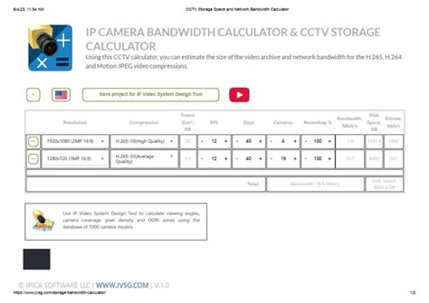 Cctv Storage Space And Network Bandwidth Calculator Pdf Bit Rate Closed Circuit Television