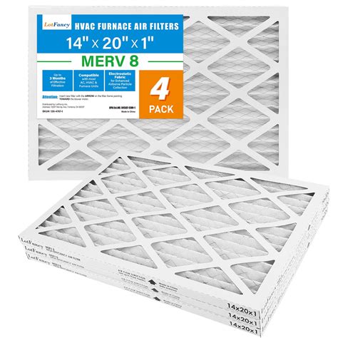 Lotfancy 14x20x1 Merv 8 Pleated Air Filters 4 Pack High Efficiency