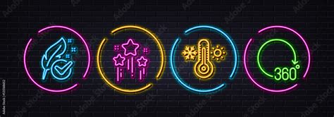 Hypoallergenic Tested Stars And Thermometer Minimal Line Icons Neon Laser 3d Lights 360