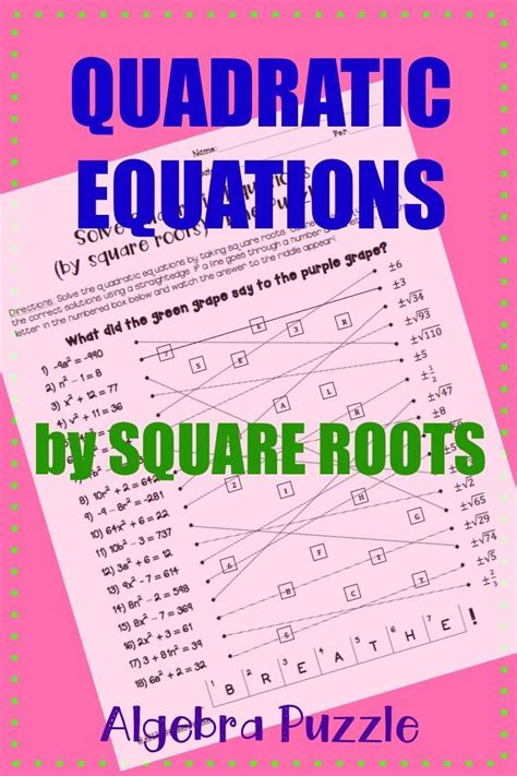 Solve Quadratic Equations By Taking Square Roots Charleigh Reports