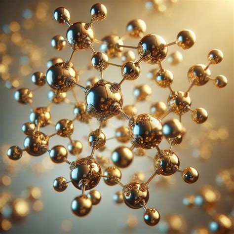 3d Illustration Of Gold Atom Science Background Stock Illustration