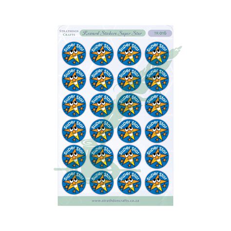 Teacher Reward Stickers Star Super Star Blue Strathdon Crafts