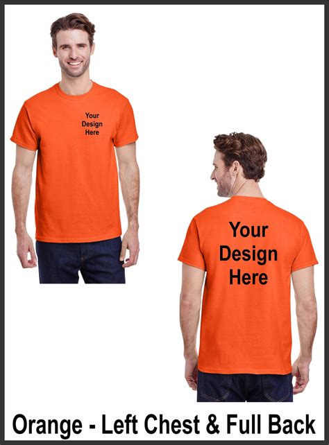 Custom Printed Orange T Shirts Left Chest And Full Back One Color