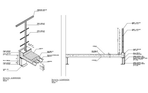 Rail And Balcony Constructive Structure Cad Drawing Details Metal