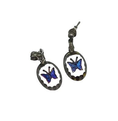 Vintage Heliotrope Butterfly Oval Cut Crystal Earrings Ebay Australia