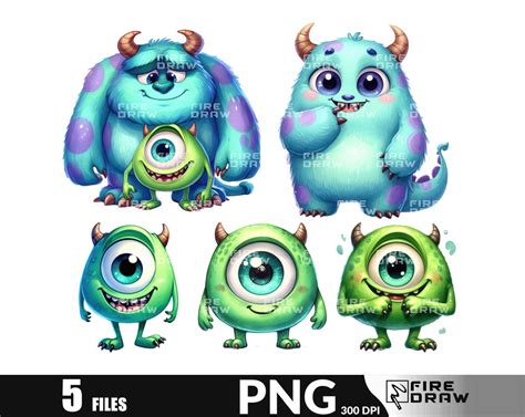 Monsters Inc Easter Eggs Png Clipart Bundle Digital Download Etsy