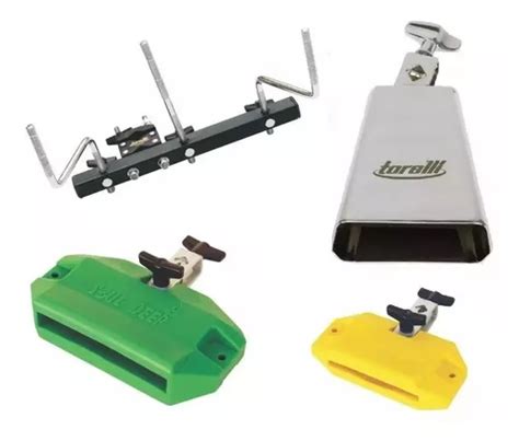 Kit Rack Par Bloco Sonoro Cowbell Carrilhão Pedestal Reto Parcelamento Sem Juros