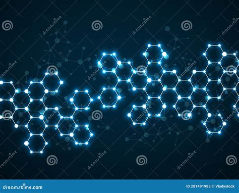 Abstract Hexagonal Molecules Glowing Molecular Structure Of Dna