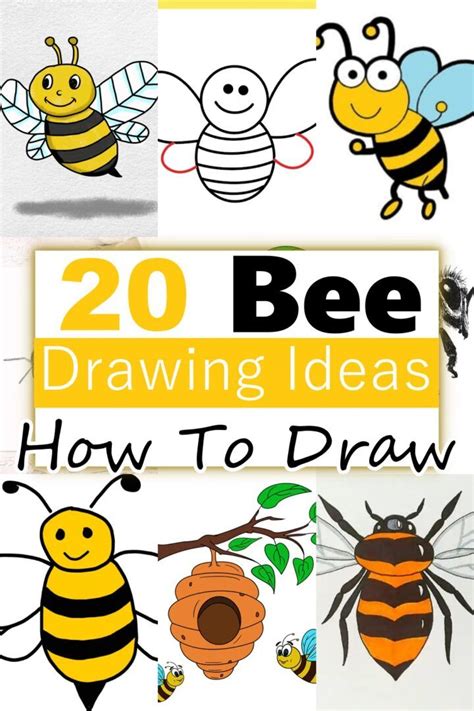20 Bee Drawing Ideas How To Draw Bee Bee Drawing Honey Bee Drawing