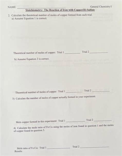 Solved The Mass Of Beaker With Copper For Trial 1 Is 68960