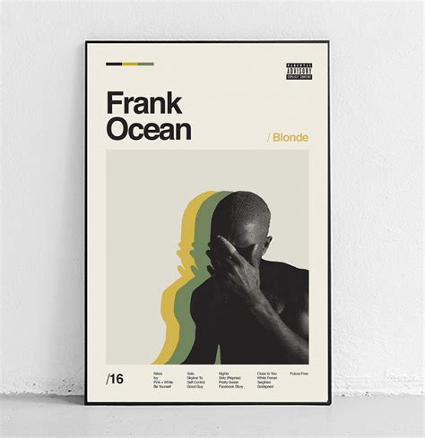 Frank Ocean Blonde Blond Album Poster Midcentury Modern Art