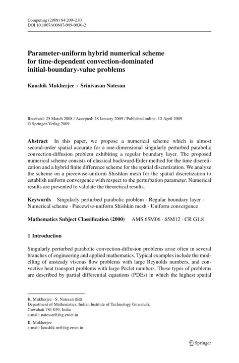 Pdf Parameter Uniform Hybrid Numerical Scheme For Time Dependent