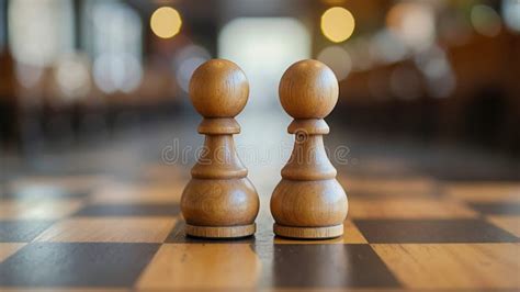 Two Wooden Chess Pieces On A Chess Board Stock Image Image Of Wooden