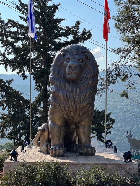 סיפורו של פסל האריה הענק שהוצב בפארק הגשרים התלויים בנשר