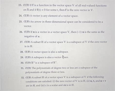 Solved T F If F Is A Function In The Vector Space V Of Chegg