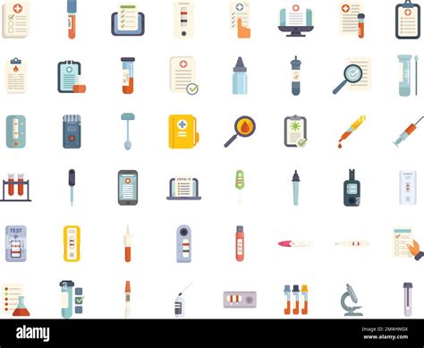Test Result Icons Set Flat Vector Hiv Test Rapid Kit Isolated Stock