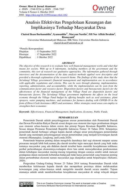 Pdf Analisis Efektivitas Pengelolaan Keuangan Dan Implikasinya