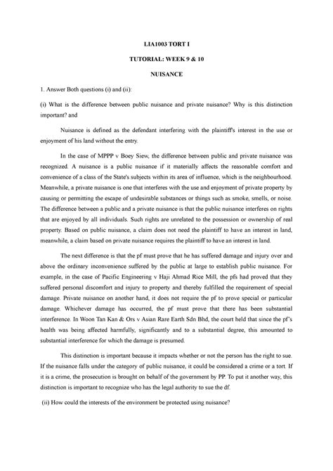 Nuisance Njnbhubygvftfftcfttvtgvtgyvgvg Lia1003 Tort I Tutorial