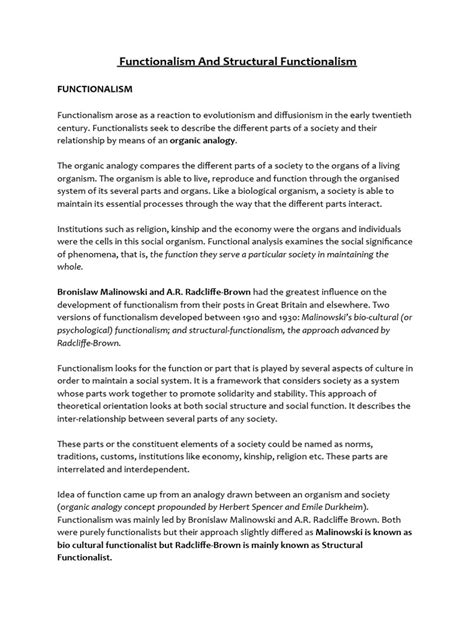 6 C Functionalism Pdf Kinship Émile Durkheim