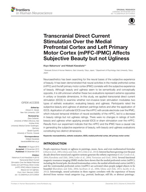 Pdf Transcranial Direct Current Stimulation Over The Medial Prefrontal Cortex And Left Primary