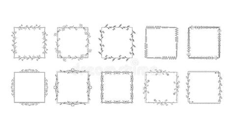 Simple Doodle Sketch Square Vector Frames Stock Vector Illustration