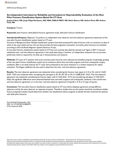 Pdf An Independent Interobserver Reliability And Intraobserver Reproducibility Evaluation Of