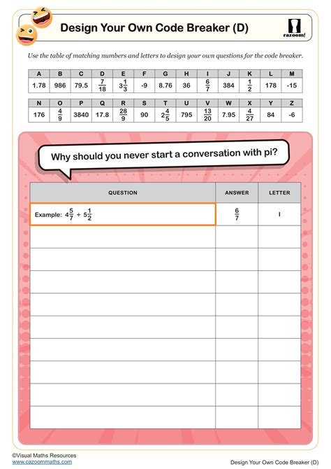 Design Your Own Code Breaker D Worksheet Fun And Engaging Year 7 Design Your Own Code Breaker D Worksheet Fun And Engaging Year 7
