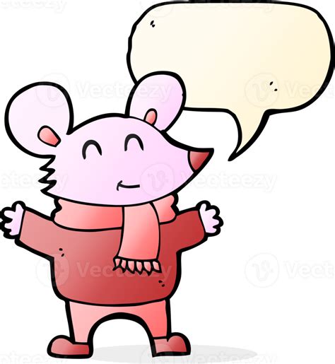 Cartoon Mouse With Speech Bubble 45082631 Png
