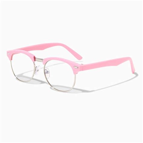 Claires Club Solar Blue Light Reducing Round Clear Lens Pink Frames