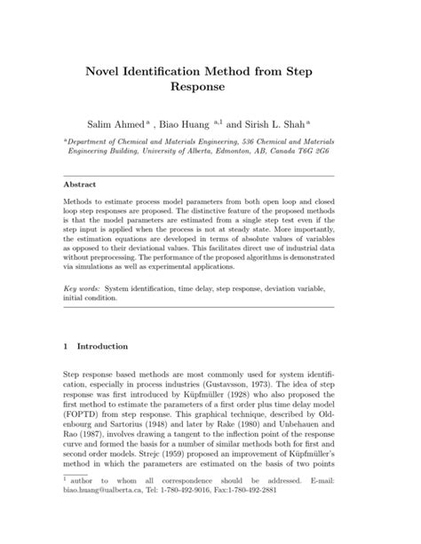 Novel Identification Method From Step Response