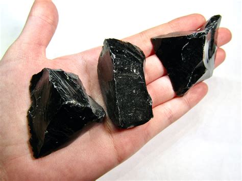 Obsidian Raw Chunk Raw Black Obsidian Stone Piece Natural Obsidian