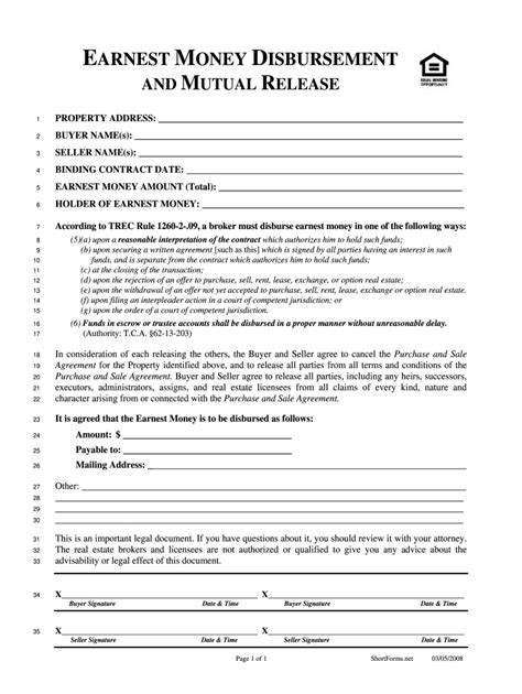 Earnest Money Agreement Sample Fill Out And Sign Online Dochub