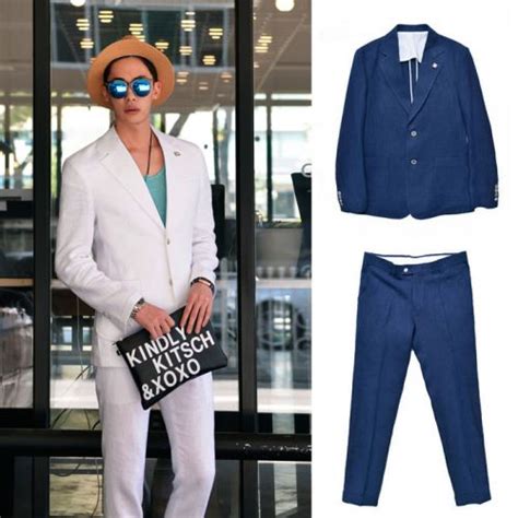 חליפת פשתן קיצית לגבר 2 חלקים קישוט פרח 33 Menzone