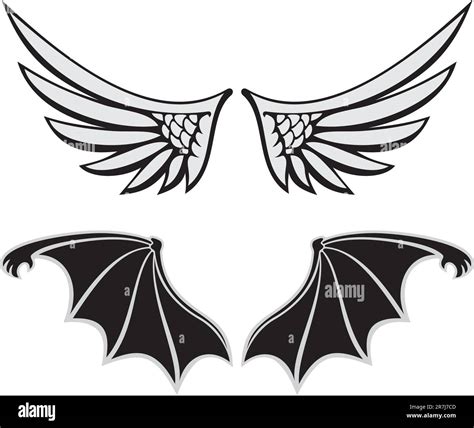 Symmetric Wing Shaped Design Elements On White Background Angel And