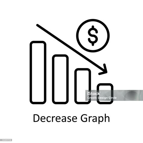 Ilustrasi Decrease Graph Vector Outline Icon Design Simbol Bisnis Dan