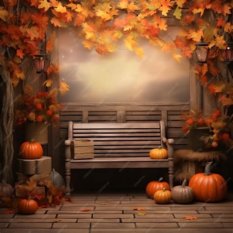 Premium Ai Image Fall Backdrop With Autumn And Leaves Background