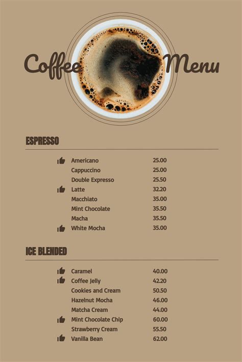 Coffee Menu 2 Menu Template