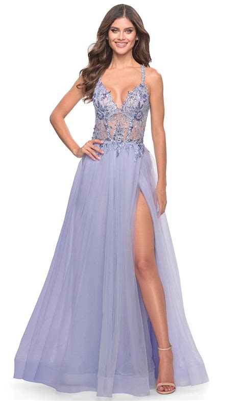 La Femme 31369 Sleeveless Sheer Bodice Prom Dress Couture Candy