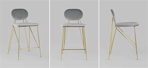 Полубарный Стул Alice Chair Светло-Серый Велюр по цене 23 990 руб ...