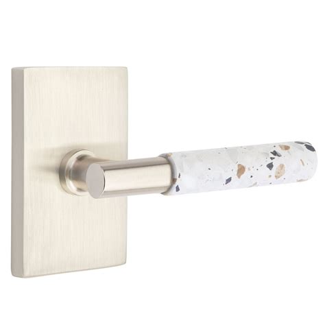 Select Levers Collection Concealed Passage Modern Rectangular Rosette In Satin Nickel And T