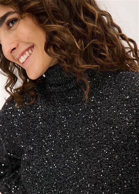 Modischer Pullover Mit Pailletten Schwarz
