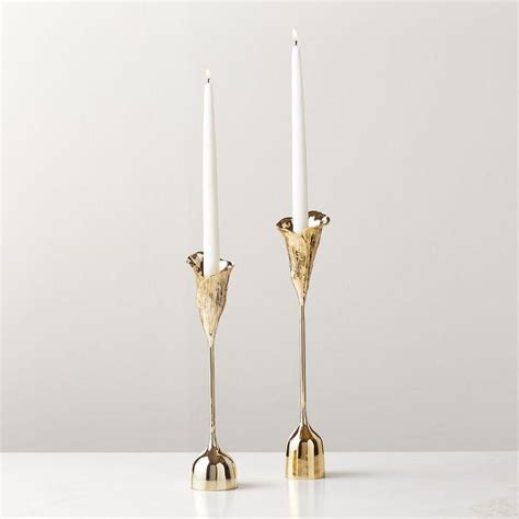 Hepburn Lily Brass Taper Candle Holders Set