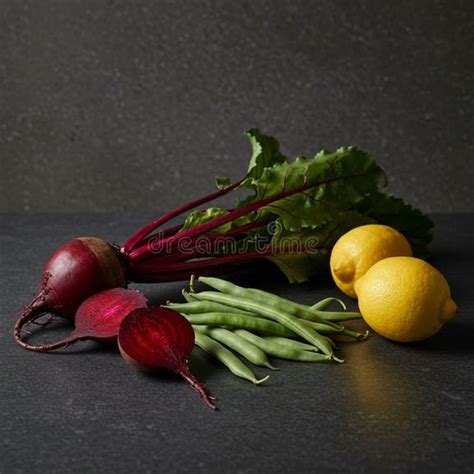 A Composition Of Fresh Vegetables And Fruits On A Dark Surface A Whole