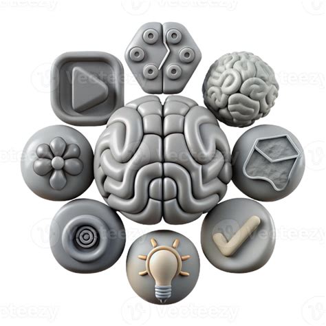 Extraordinary Traditional Cognitive Function Icons Set Gray Cutout