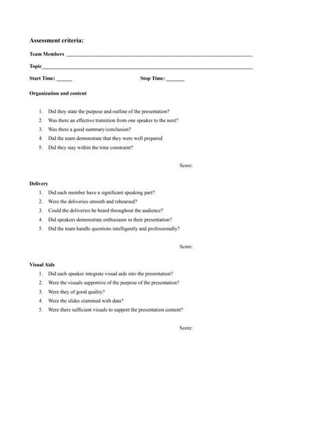 Oral Presentation Scoring Guide Doc
