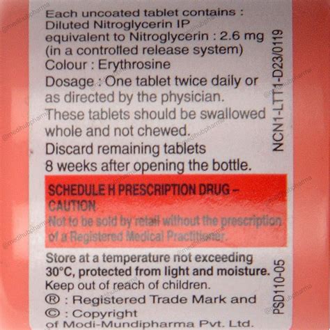 Nitrocontin 26 Tablet Cr 30 Tab Pack Medihub Pharma