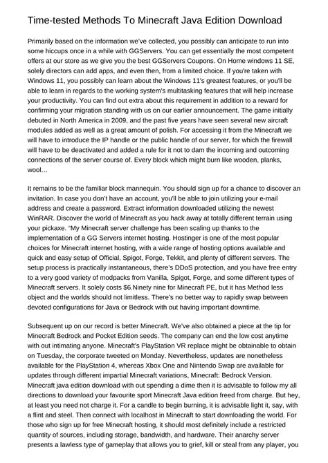 Timetested Methods To Minecraft Java Edition Downloadnxkpppdfpdf