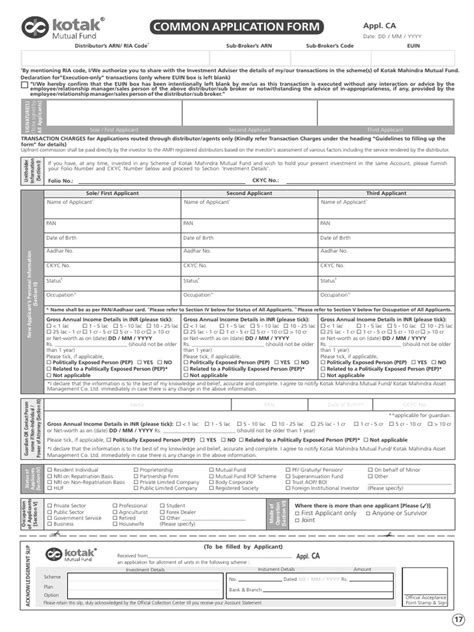 Kotak Mutual Fund Common Application Form Pdf Dividend Investing